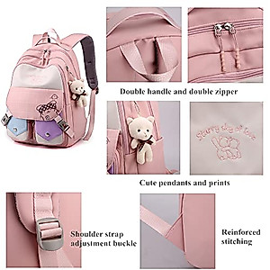 Girls Plaid Aesthetics Backpack Teens Lightweight Casual Bookbag Kawaii Travel Bag with Cute Accessories Schoolbag