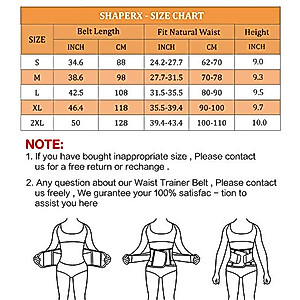 SHAPERX Women Waist Trainer Belt Waist Trimmer Belly Band Body Shaper Sports Girdles Workout Belt (SZ8002-Black, Large)