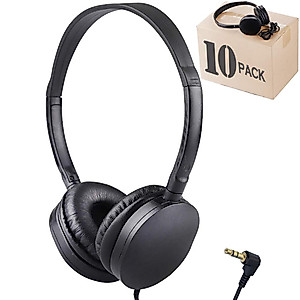 Hongzan Bulk Headphones Wholesale Earbuds Earphones 10 Pack for Kids School Classroom Students Children and Adult (10 Black)