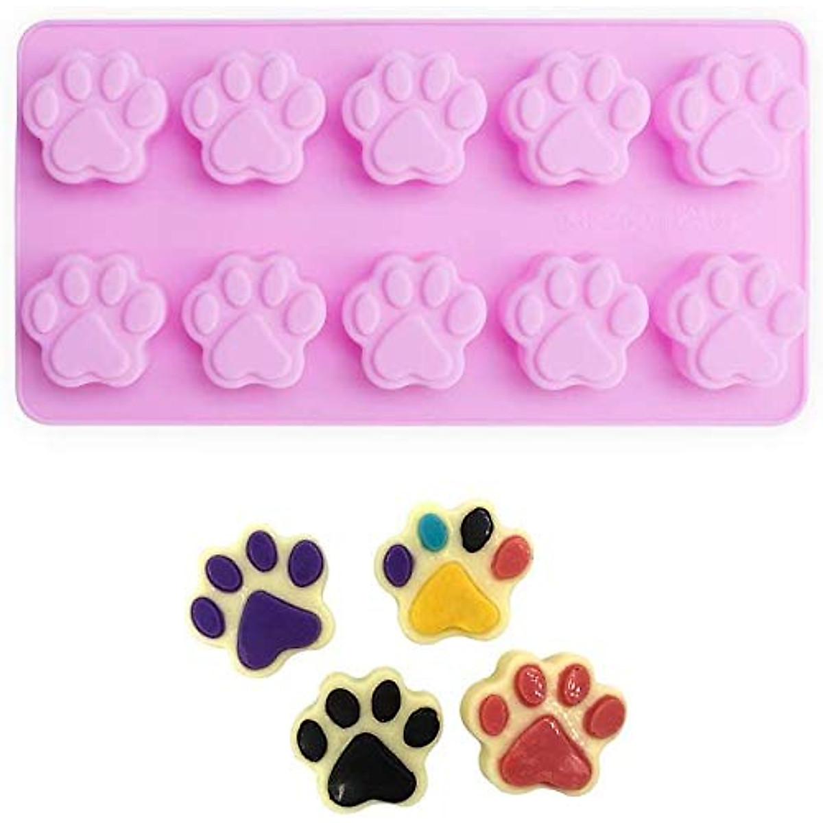 Silicone Molds Puppy Dog Paw and Bone Mold for Dog Treats, Homemade Non-Stick Food Grade, Chocolate, Candy, Jelly, Ice Cube Mold, Cupcake Baking Mould, Muffin pan Cookie Cutters Set