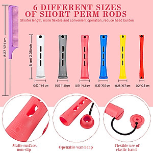 72 Pieces Hair Perm Rods Set Short Plastic Perming Rods Cold Wave Rods 6 Sizes Hair Curling Rollers Hairdressing Tools with Tail Comb Steel Pintail Hair Comb for Hairdressing Hair Styling