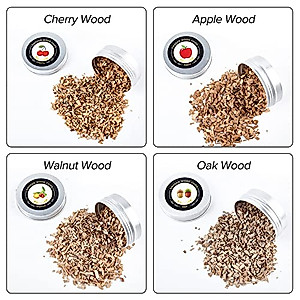 Cocktail Smoker Kit,Old Fashioned Whiskey Bourbon Drink Smoker Kit, Cherry Pecan Apple Oak four Kinds of Wood Chips for Whiskey and Bourbon .For Your Friends, Husband, Dad.（No Butane）