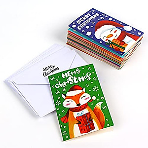 KIMOBER 36PCS Christmas Animal Greeting Cards with Envelopes,6 Assorted Designs Winter Holiday Cards for Kids & Adults