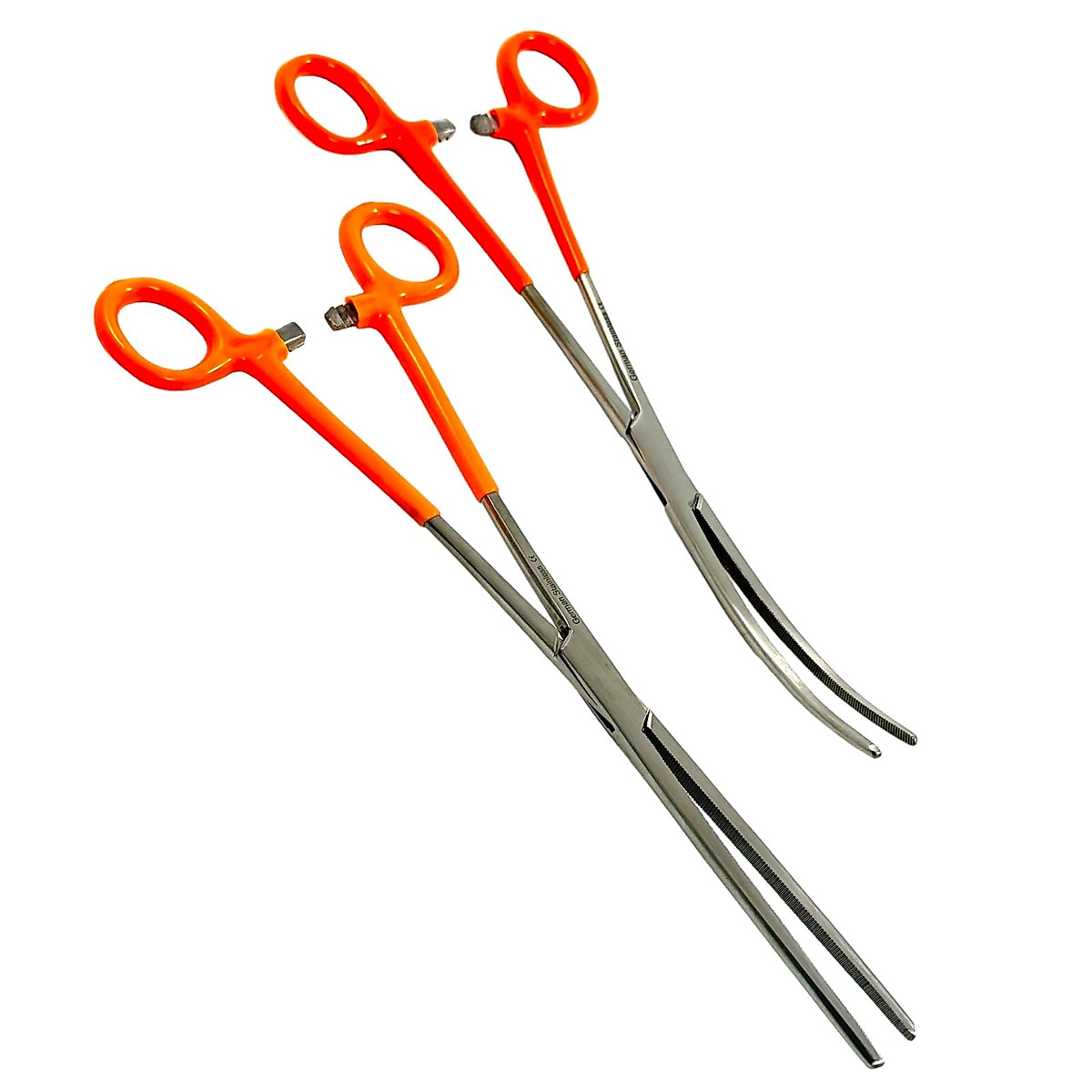 German Stainless Straight + Curved Hemostat Forceps, Hemostat Forceps clamp 10" (Cynamed Brand) set of 2 ea …