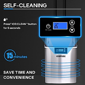 ICEPURE Nugget Ice Maker Countertop, Compact Ice Machine Portable, Make 44Lbs/24H, Self-Cleaning, Small Tabletop Icemakers, Crushed Soft&Chewable/Chewy Ice for Home/Kitchen/Office (Stainless Steel)