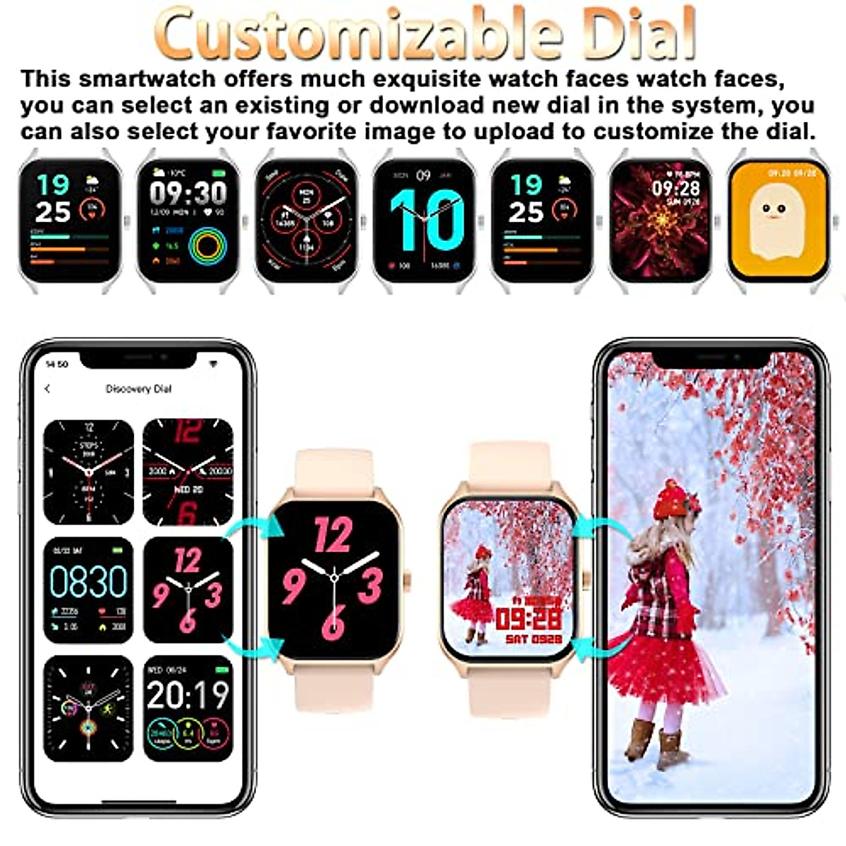 Smart Watch(Answer/Make Call), 1.96" Touch Screen Smartwatch for Android and iOS Phones with Heart Rate & Sleep Monitor, Blood Oxygen Tracking, IP68 Waterproof Fitness Tracker for Men and Women