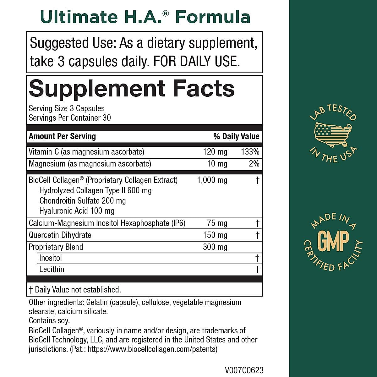 Purity Products Ultimate H.A. Formula - Clinically Studied BioCell Collagen - Dynamic Hyaluronic Acid Support for The Joints and Skin - 90 Count - from