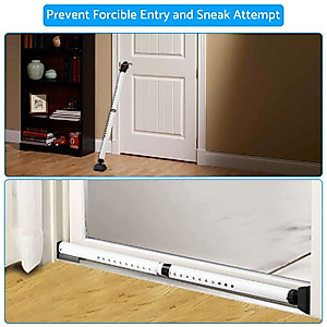 eSynic Door Security Bar, 3 in 1 Sliding Door Security Bar Adjustable Door Stoppers Security Bar Portable Non Slip Door Jammer Security Bar Door Stopper for Windows French Doors Patio Sliders