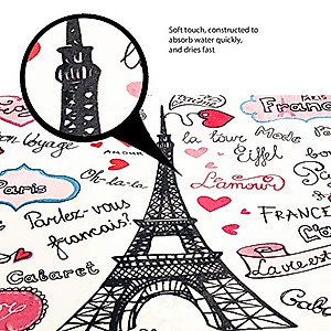 Amagical Paris Tower Decor Collection France Paris Oh La La Eiffel Tower Pattern 3 Piece Bathroom Mat Set Shower Curtain Set Bath Mat Contour Mat and Shower Curtain with 12 Hook