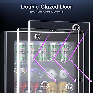 Antarctic Star Mini Fridge Cooler - 60 Can Beverage Refrigerator Glass Door for Beer Soda or Wine –Small Drink Dispenser Machine Removable for Home, Office or Bar, 1.6cu.ft.…