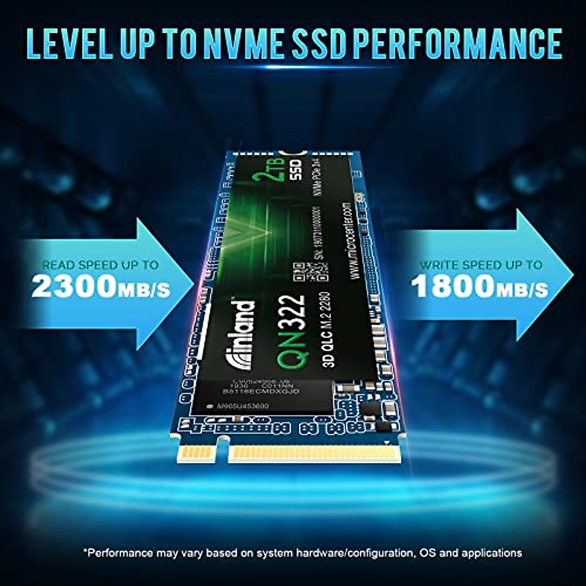 INLAND QN322 2TB NVME M.2 PCIe Gen 3.0x4 2280 SSD Internal Solid State Drive up to 2300MB/s, Compatible with Laptop & PC Desktop