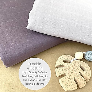 MOZAH Organic Muslin Swaddle Blankets - Set of 2 Large Soft Baby Blankets for Girls and for Boys 47 x 47 inches - Newborn Swaddle Baby Receiving Blankets Swaddling Wrap (Charcoal and Grey)