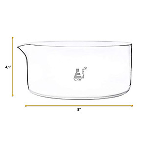 EISCO Crystallizing Dish, 3500ml - Flat Bottom, with Spout - Borosilicate 3.3 Glass - Laboratory, Kitchen, Crafts