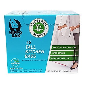 Plant Based - Hippo Sak Tall Kitchen Bags with Handles, 13 Gallon (45 Count)