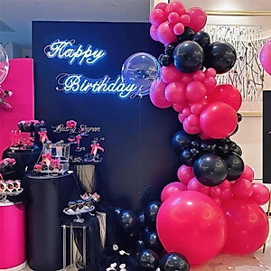 130pcs Black And Hot Pink Balloon Garland Arch Kit, 18" 12" 10" 5" Latex Balloon Set for Baby Shower Birthday Wedding Bachelor Party Decorations Supplies