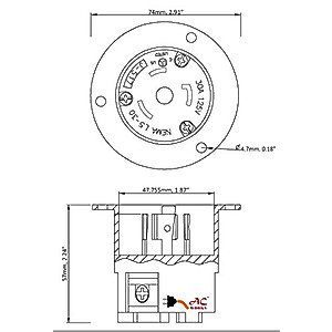 AC WORKS [ASINL530P 30-Amp 125-Volt NEMA L5-30P Flanged Power Input Inlet