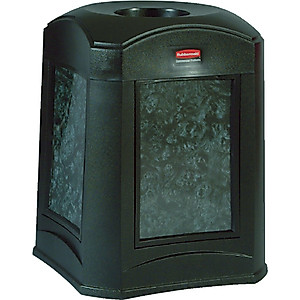 Rubbermaid Commercial Products Landmark Store Front Container, Funnel Top with Panel Frame, 35 GAL, Black Plastic, Outdoor for Store Front/Gas Station/Convience Store