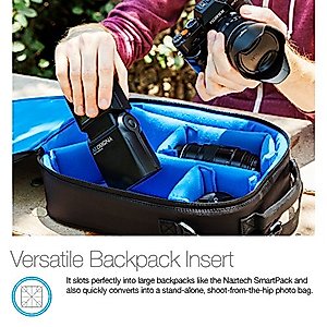Naztech Camera Bag Has A Modular Backpack Insert and Adjustable Padded Divders to Securely Stow Your Equipment. Water Resistant with Removable Straps