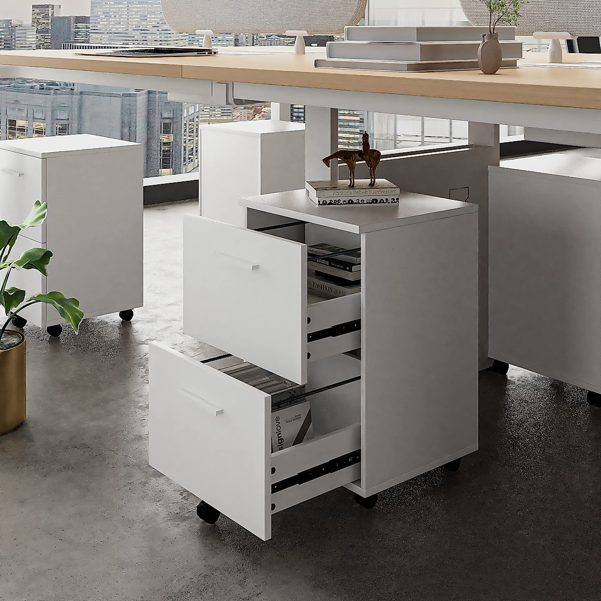 VICLLAX 2 Drawer Mobile Filing Cabinet, Vertical File Cabinet for Legal/Letter/A4 Files, Assembled Needed, White