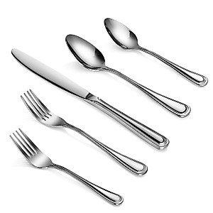 New Star Foodservice 58871 Slimline Pattern, 18/0 Stainless Steel, 60-Piece Flatware Set