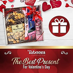 Mother's Day Candy Chocolate Gift Box – Deluxe Edition Valentines Chocolate with Harry David Popcorn, Ghirardelli Lindt Strawberry Cream Truffles, M and M White Chocolate Strawberry Shake Heart Box