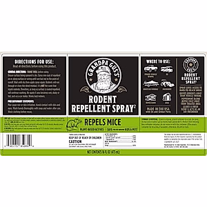 Grandpa Gus's Double-Potent Rodent Repellent Spray, Peppermint & Cinnamon Oil, Prevents Mouse/Rats from Nesting & Chewing on Wires, 16 fl oz (Pack of 1)