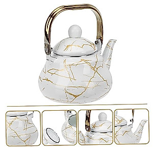 BESTOYARD 2 pcs Enamel Kettle camping kettle glass tea pot mini terrarium no whistling kettles ceramic water kettles coffee tea maker Water Boiling Pot Household Water Pot Stove Water Kettle