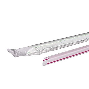 Karat C9006 7.5" Jumbo Straws (5mm Diameter), Poly-Wrapped, Assorted, Striped Colors (Case of 8000)