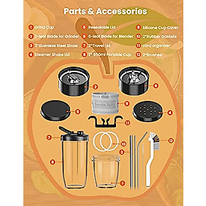 VEWIOR 20 Pieces Smoothie Blender for Shakes and Smoothies, 1000W Blenders for Kitchen, Protein Drinks, Bullet Personal Blender with 2 * 22Oz Smoothie Cups with Lids