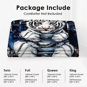 Uphomart Tiger Bedding Set 3 Pieces Full Twin King Queen Size Tiger Duvet Cover Set Comforter Cover Sets with 2 Pillowcases for Boys Girls Teens Men Women Queen