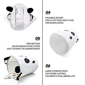 MHB Laundry Basket, Nursery Hamper, Canvas Foldable with Waterproof PE Coating, Large Storage Baskets for Kids Boy and Girl, Office, Bedroom, Clothes, Toys (Bear)