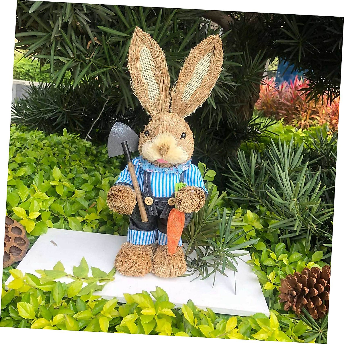 IMIKEYA Handmade Straw Rabbit Woven Bunny Statue Woven Easter Bnunny Garden Sculpture Spring Rabbit Figurines Rabbit Decoration Outdoor Tabletop Decor Bunny Decor Manual Dead Grass Lovers