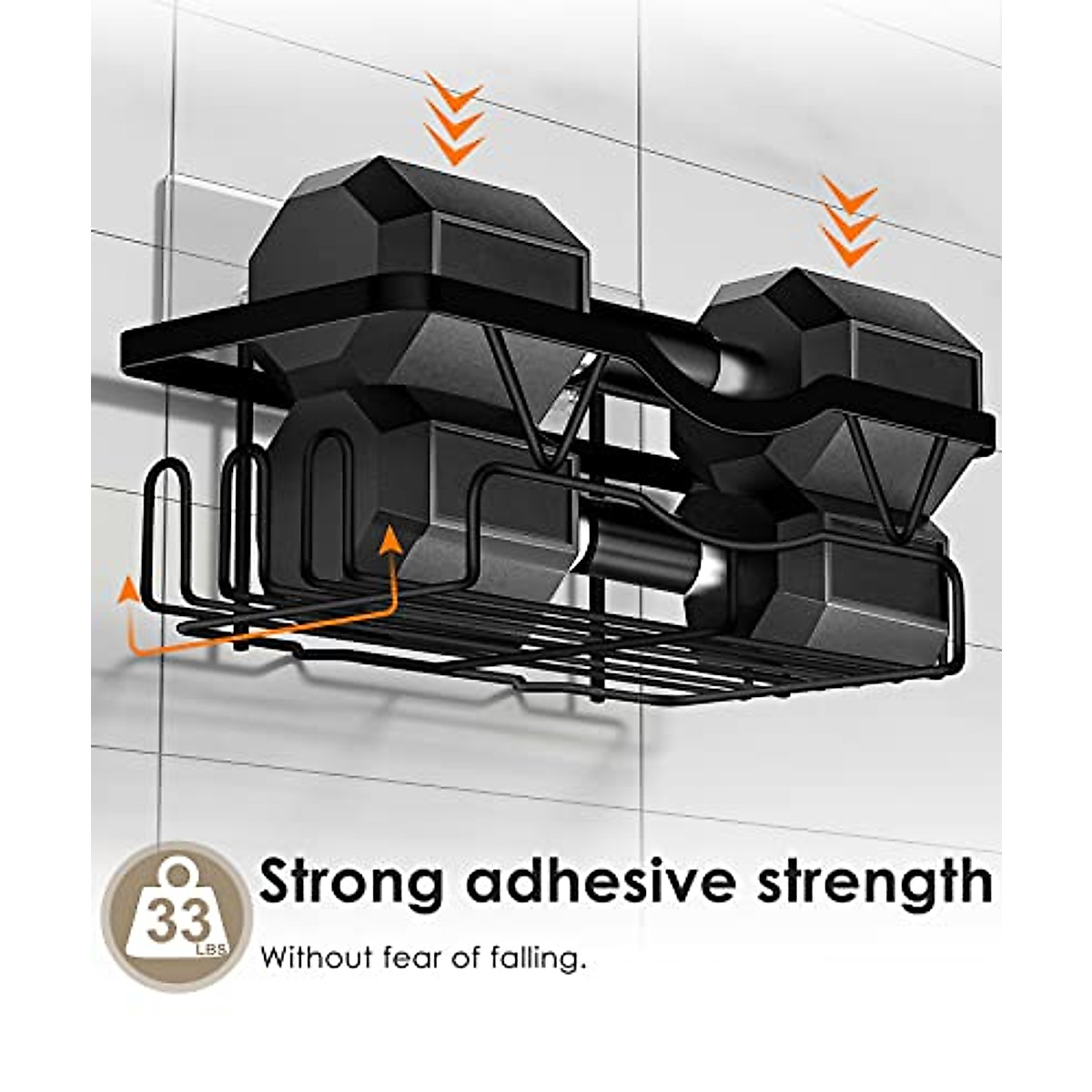 longzon Shower Caddy with 6 Traceless Adhesive, 3 Pack Shower Organizer, No Drilling Stainless Steel Shower Shelf, for Bathroom Suction Cup Storage Rack Shelves Black