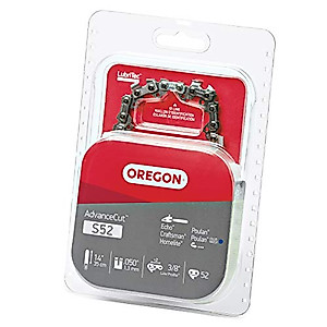 Oregon S52 AdvanceCut Chainsaw Chain for 14-Inch Bar -52 Drive Links – low-kickback chain fits Echo, Craftsman, Poulan and more
