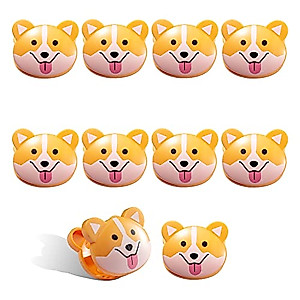 COOK WITH COLOR Cute Bag Clips - 10 Pc. Set of Funny Chip Clips and Snack Clips - Kitchen and Food Bag Clips for Airtight Seal for Food Storage (Corgi)