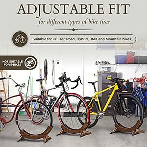 WARNERS WHEELS Walnut Indoor Bike Stand, Adjustable Wooden Bike Stand Floor - Single Bike stand for Stylish Indoor bike storage in Garage, Apartment, House or Shop - No Tools Required