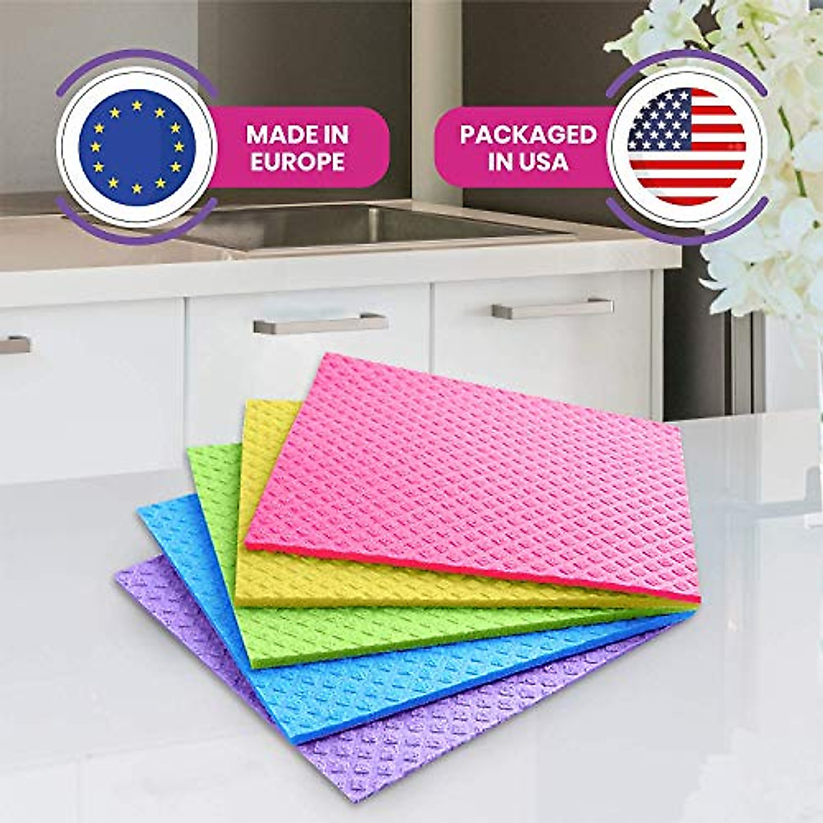 PINK RHINO LABS Swedish Dishcloths for Kitchen 10 Pack – Reusable Swedish Dish Towels: Replace Cellulose Sponges for Kitchen Cleaning, Dish Towels for Drying Dishes, Paper Towel Alternative & More