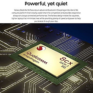 Samsung Galaxy Book Go 5G Laptop (256GB, 8GB RAM, Wi-Fi + 5G / 4G LTE) 14.0" Snapdragon 8cx Gen 2, GSM Unlocked Windows 11 Cellular Notebook w/ 180-Degree Hinge (Silver) (Renewed)