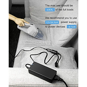 ALITOVE AC to DC Converter 12V 8A 96W, 100V-240V to 12V Power Supply Adapter Car Cigarette Lighter Socket, AC/DC Transformer for Portable Cooler Warmer, Massage Coushion,Other Car Devices Under 96W