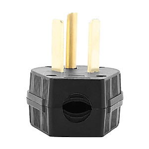 30Amp 3-Prong Dryer Plug - Nema 10-30P, 30 Amp, 125/250 Volt Angle Plug, 3 Pole 3 Wire Grounding Straight Blade for Dryers and Ranges