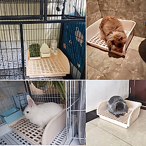 Hamiledyi Large Rabbit Litter Box Corner Bedding Box Chinchilla Toilet Trainer Square Potty Pet Pan for Adult Guinea Pig, Galesaur.Ferret and Other Animals (White)