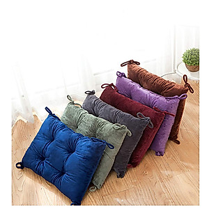 JINGXIN Crystal Velvet Fabric Chair Pad Rectangle Stool Cushion Students Seat Pad,with Ties - 11.8 x 17.7 inch,Pine Green