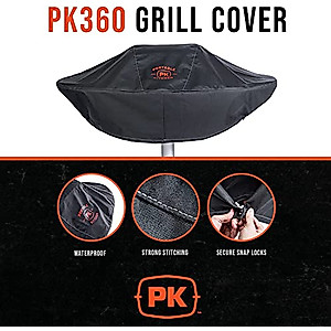 PK Grills 360 Charcoal BBQ Grill Cover, Heavy-Duty Waterproof Outdoor Thick Vinyl, PK 360 Grill Accessories, Charcoal Gray