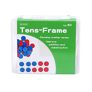 edxeducation Ten Frame Classroom Set - Math Manipulatives for Kids - 16 Plastic Ten Frames - 160 Counters - Classroom Math Supplies