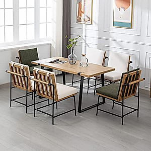 DUOMAY Mid-Century Modern Dining Chairs Set of 2, PU Leather Side Chair with Rear Handle, Armless Chair with Metal Legs for Kitchen Dining Room Living Room Vanity, Beige