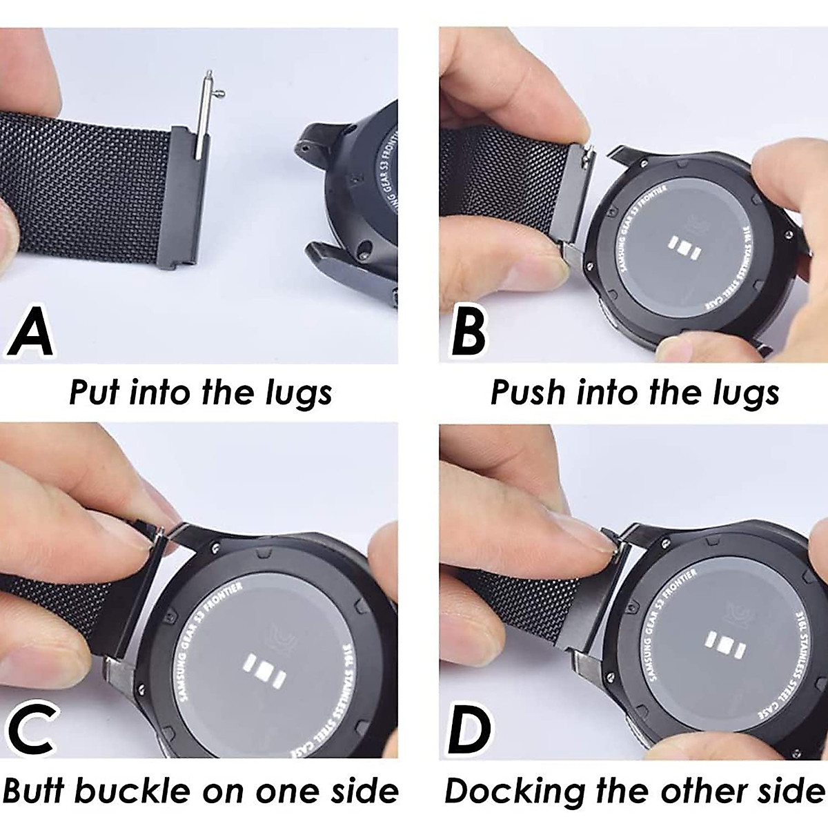 Lamshaw Bands Compatible with Fossil Gen 6 Smartwatch Band Solid Stainless Steel Metal Band for Fossil Gen 6 42mm / 44mm Smartwatch (Silver-Black, MEN-44MM)