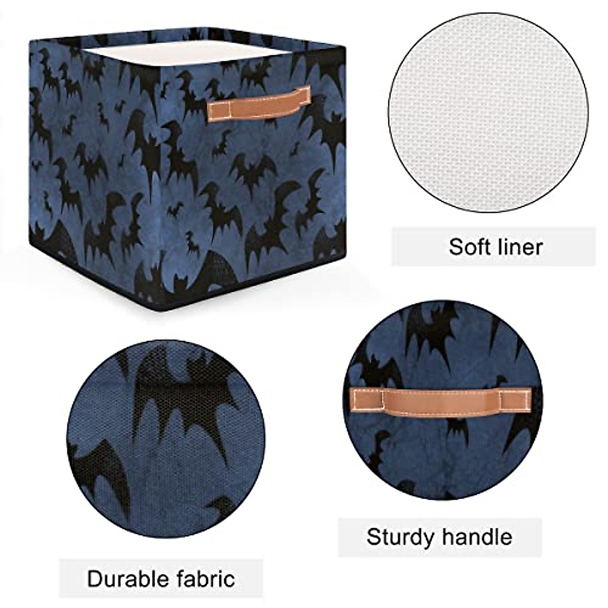 13x13x13 Storage Cube Bins Horror Night Fabric Storage Cubes 13 inch Collapsible Storage Bins Cubby Storage Baskets for Organizing Shelf Cabinet Bookcase Boxes