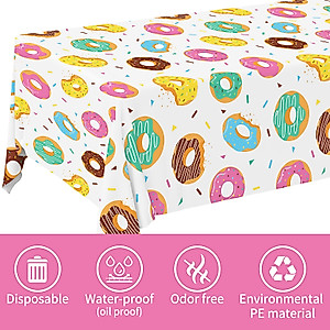Gatherfun Donut Party Supplies: 2-Pack Donut Birthday Party Decorations,Disposable Plastic Tablecloth, Ideal Table Cover for Two Sweet Birthday, Baby Shower & Themed Parties, 54 x 108 Inch