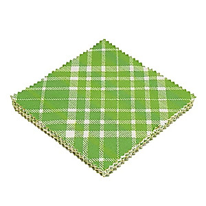Soimoi Check Print Precut 5-inch Cotton Fabric Quilting Squares Charm Pack DIY Patchwork Sewing Craft- Light Green & Mustard Yellow