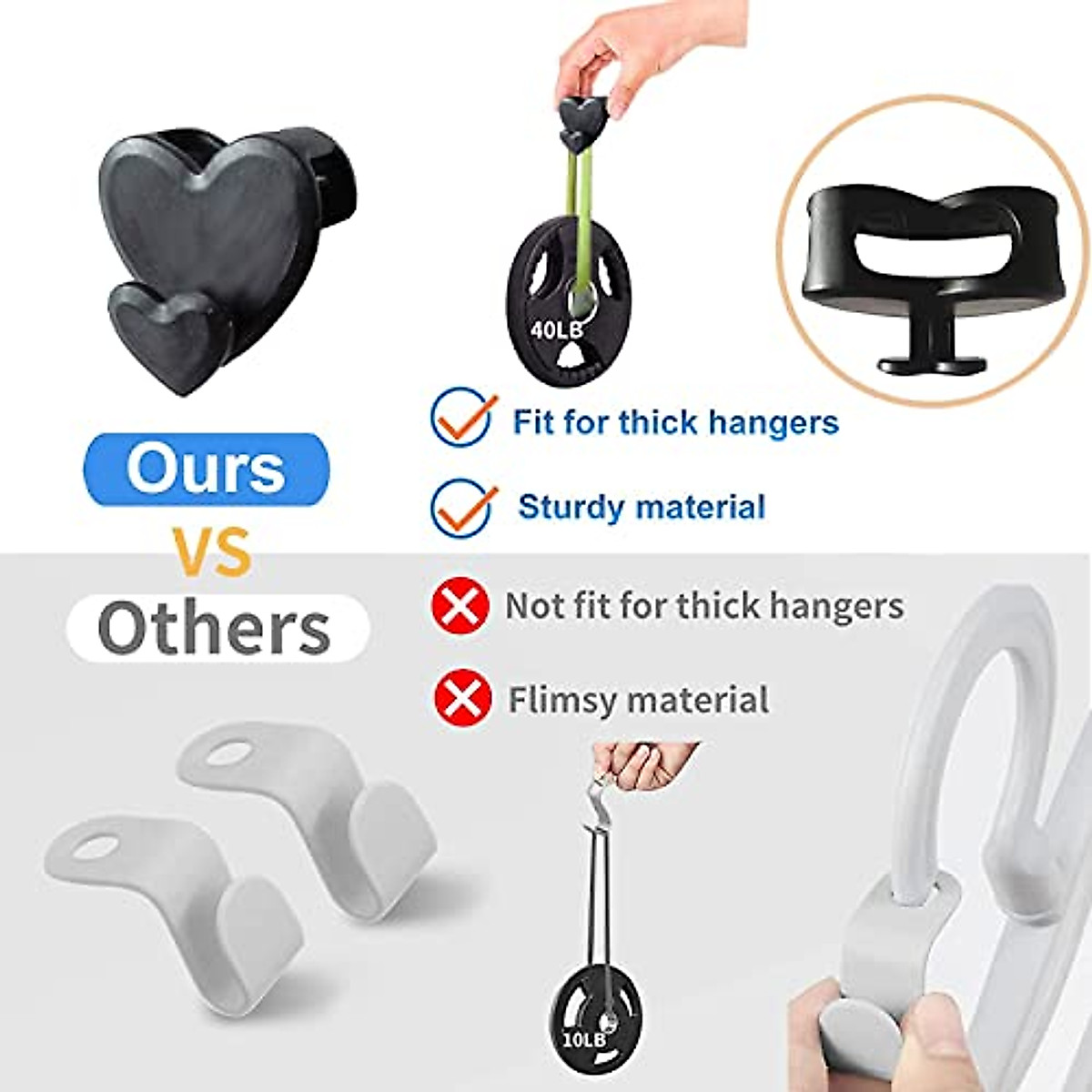 Clothes Hanger Connector Hooks,Hangers AS SEEN ON TV,Closet Organizers and Storage,Hanger Extender Clips,Heavy Duty Cascading Clothes Hanger Hooks (Heart Shape)